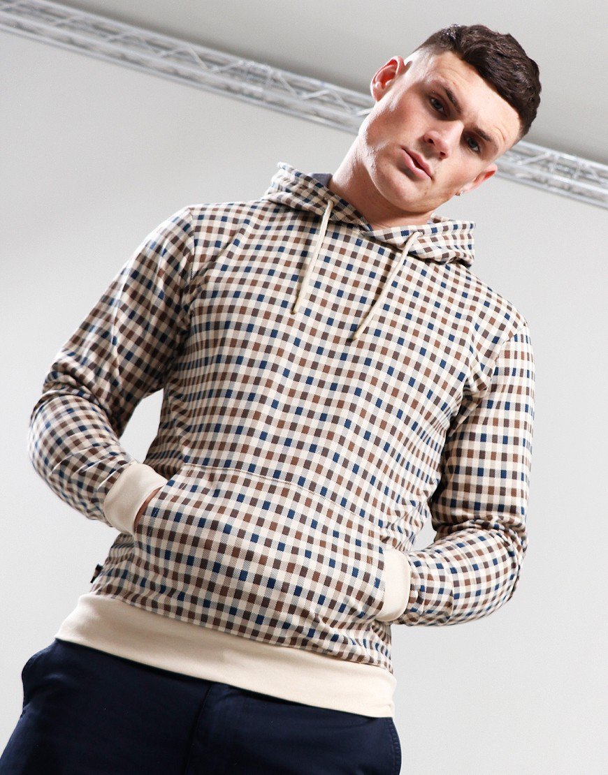 Aquascutum Club Check Hoodie Beige - Terraces Menswear