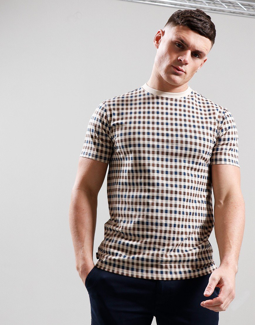 Aquascutum Club Check T-Shirt Beige - Terraces Menswear
