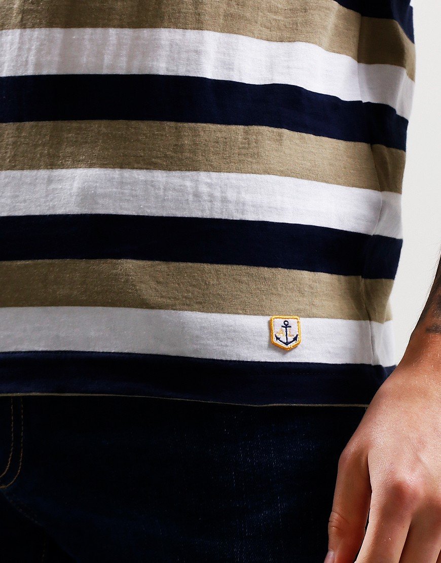 Armor-Lux Stripe T-Shirt Blanc/Argile - Terraces Menswear