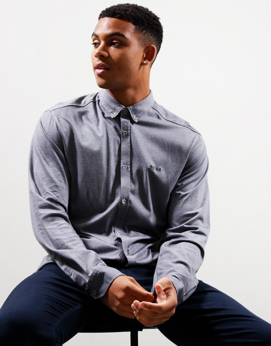 BOSS BIADO_R Long Sleeve Shirt Navy - Terraces Menswear
