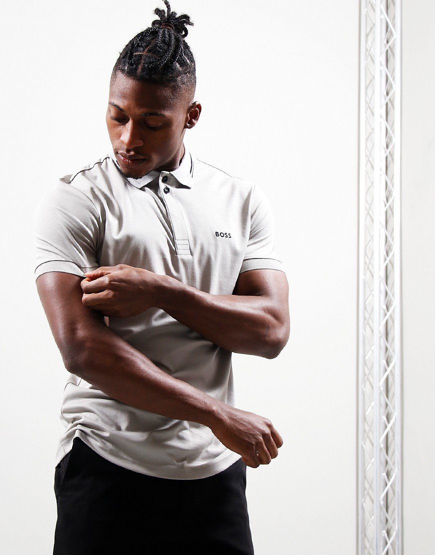 BOSS Paddy 1 Polo Shirt Open Grey - Terraces Menswear