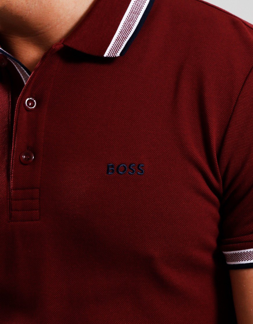 Boss Paddy Polo Shirt Dark Red Terraces Menswear