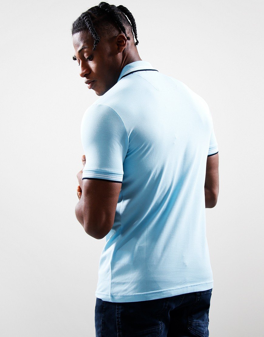 BOSS Paul Curved Polo Shirt Light Pastel Blue - Terraces Menswear