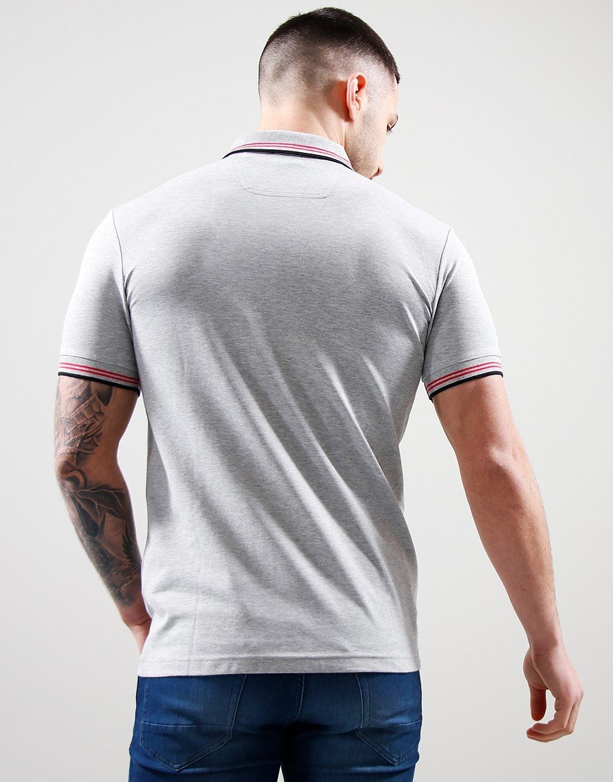BOSS Paul Curved Polo Shirt Open Grey - Terraces Menswear