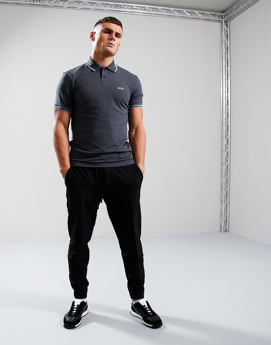 BOSS Paul Curved Polo Shirt Dark Grey - Terraces Menswear