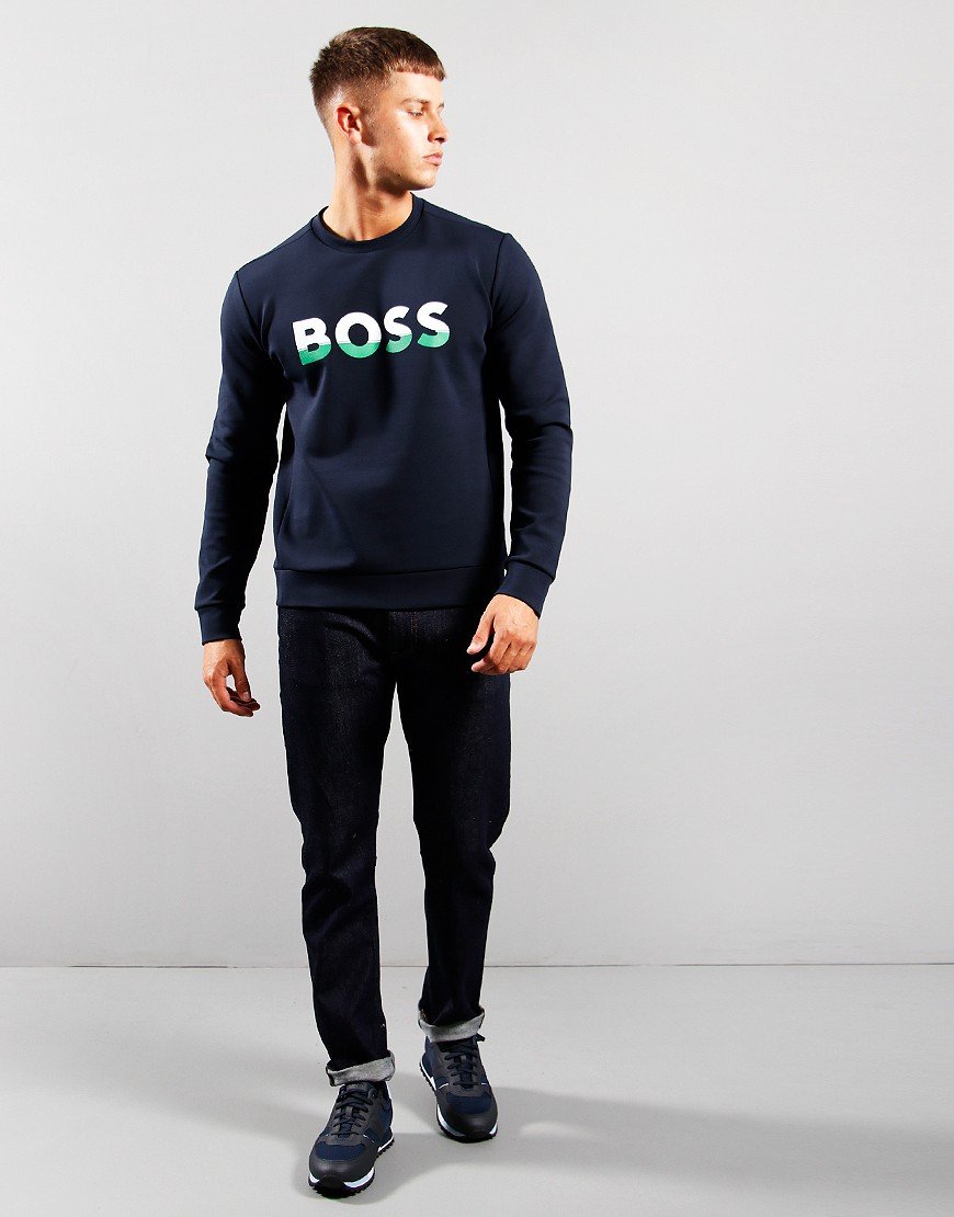 BOSS Salbo 1 Crew Sweat Dark Blue - Terraces Menswear
