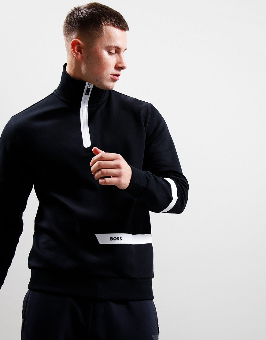 BOSS Sweat 1 Half Zip Black - Terraces Menswear