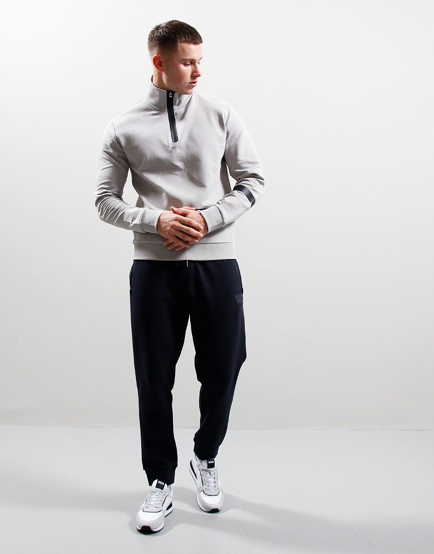 BOSS Sweat 1 Half Zip Open Grey - Terraces Menswear