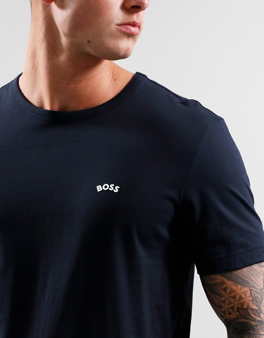 BOSS Curved Logo T-shirt Dark BLue - Terraces Menswear