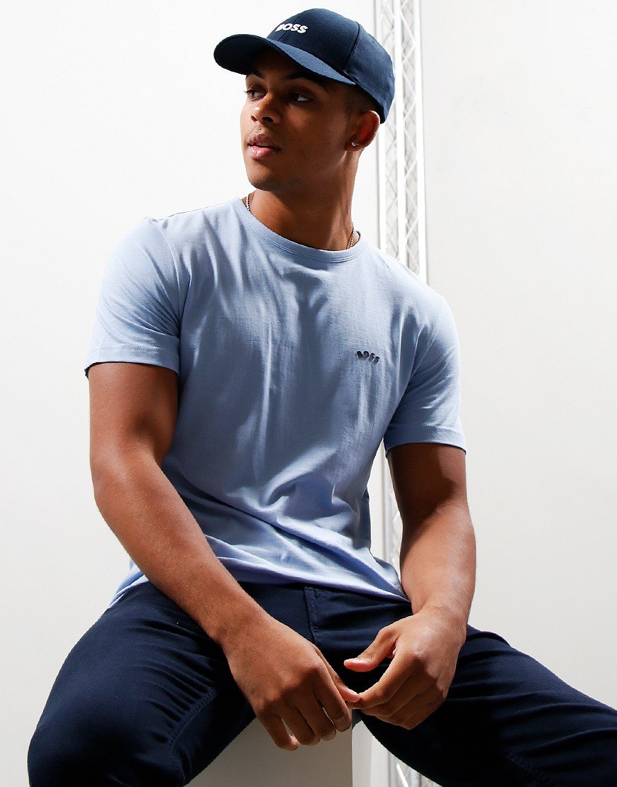 BOSS Tee Curved Open Blue - Terraces Menswear