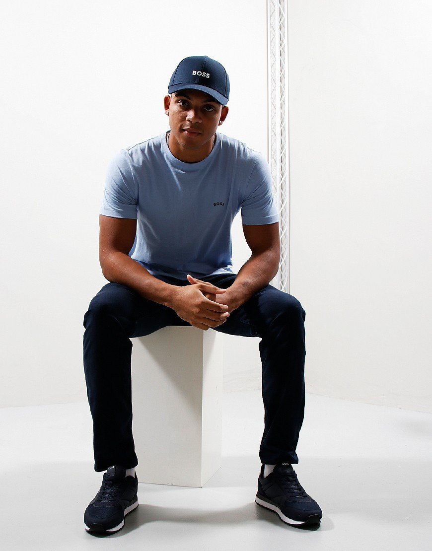 BOSS Tee Curved Open Blue - Terraces Menswear