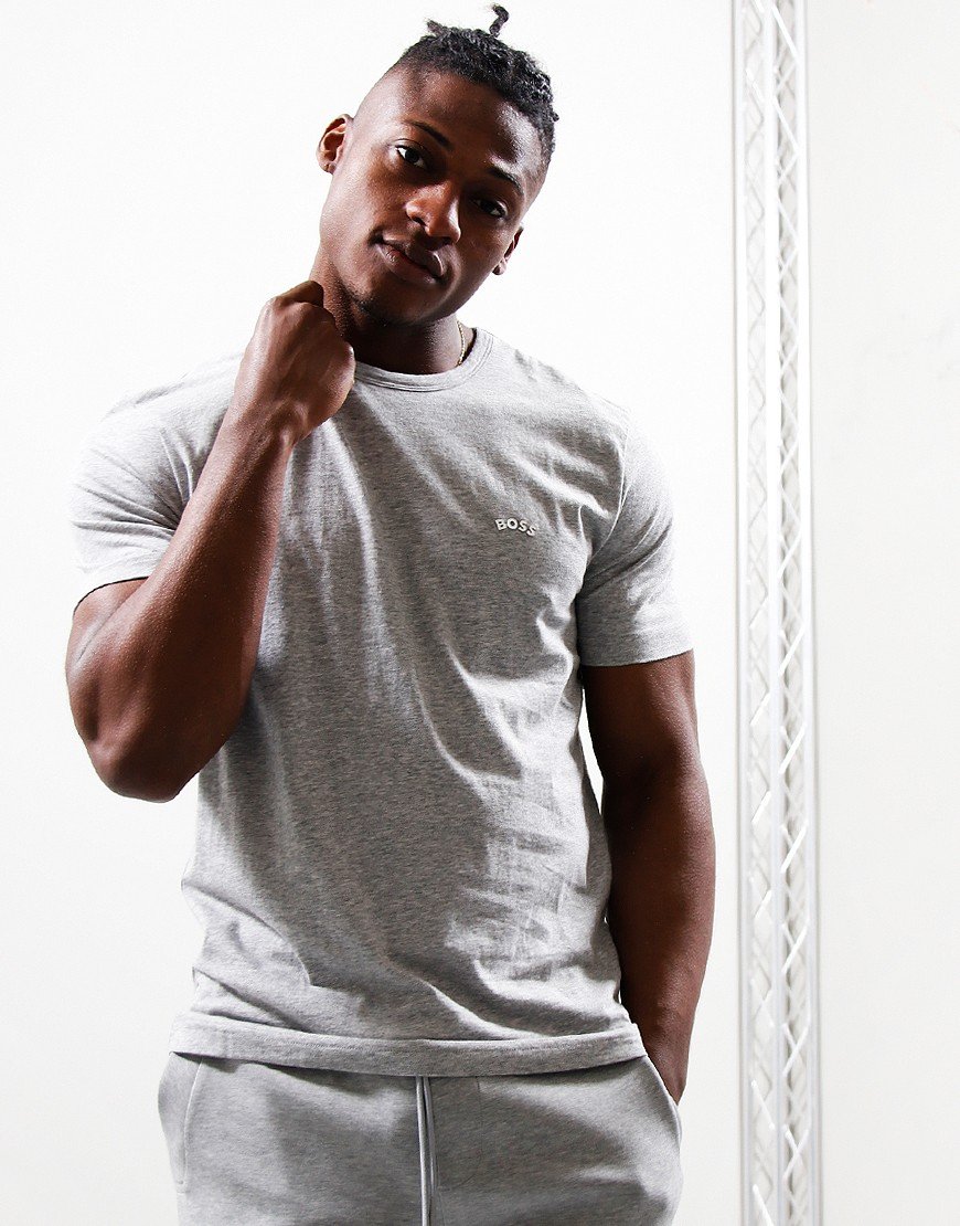 BOSS Tee Curved Open Grey - Terraces Menswear