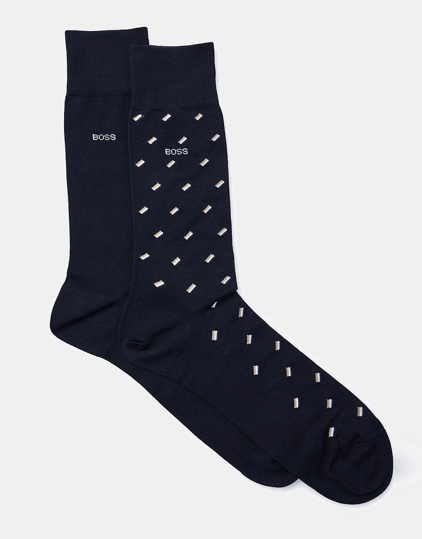 BOSS RS Minipat 2 Pack Socks Dark Blue - Terraces Menswear