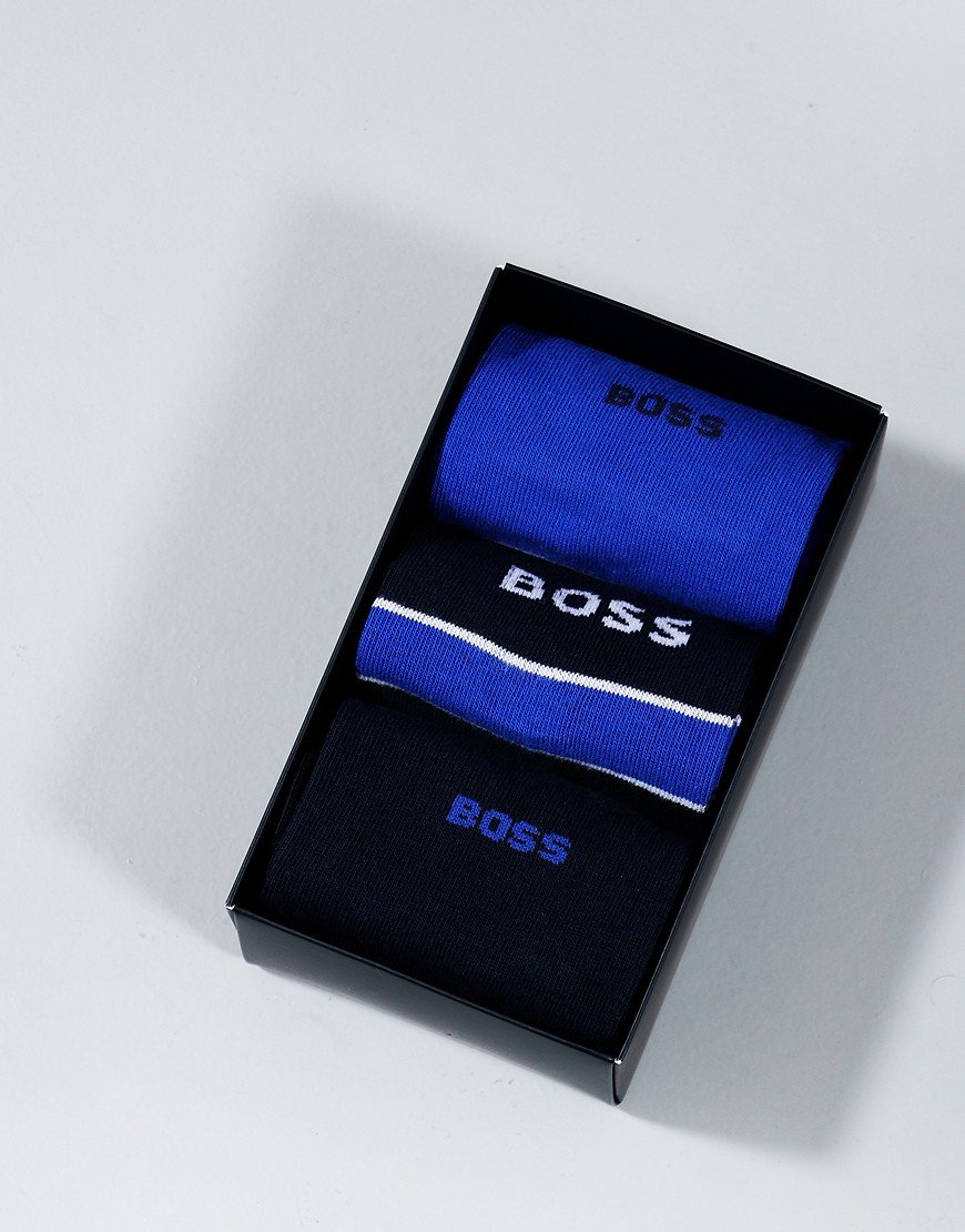 BOSS RS Gift 3 Pack Socks Dark Blue - Terraces Menswear