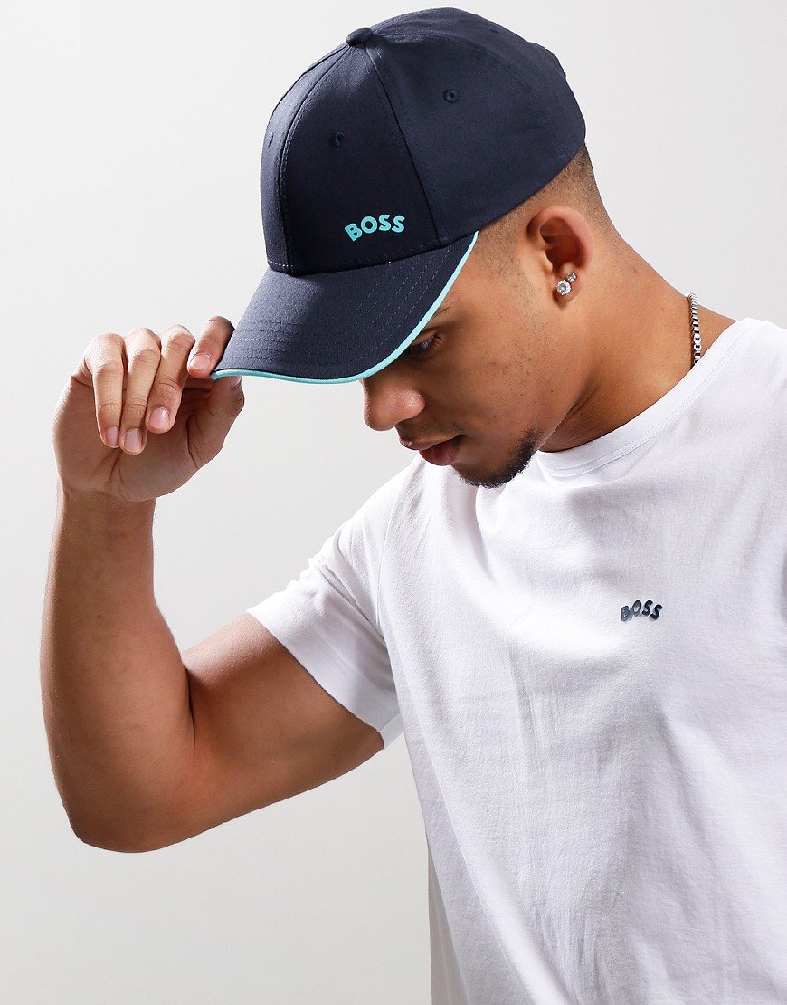 BOSS Bold Curved Logo Cap Dark Blue - Terraces Menswear