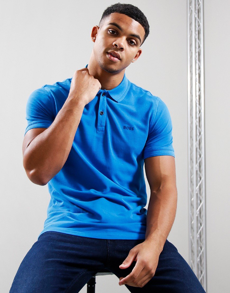 BOSS Prime Polo Shirt Open Blue 465 - Terraces Menswear