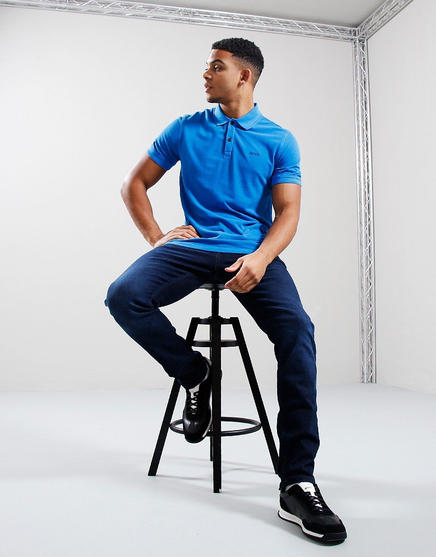 BOSS Prime Polo Shirt Open Blue 465 - Terraces Menswear