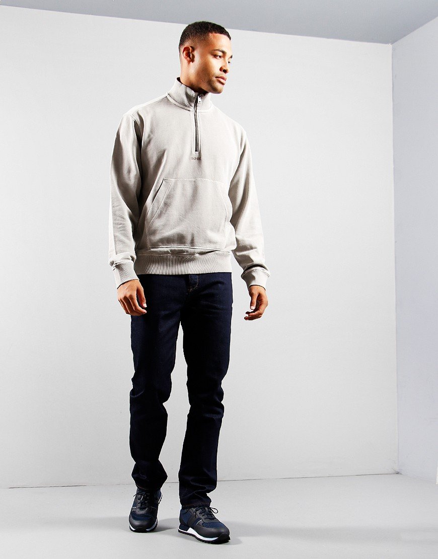 BOSS Zefade Half Zip Sweat Open Grey - Terraces Menswear