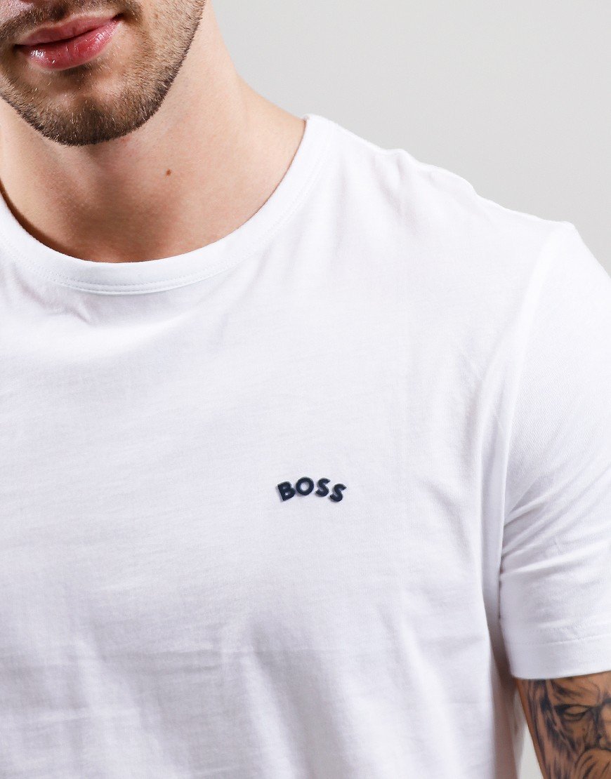 BOSS Curved Logo T-shirt White - Terraces Menswear