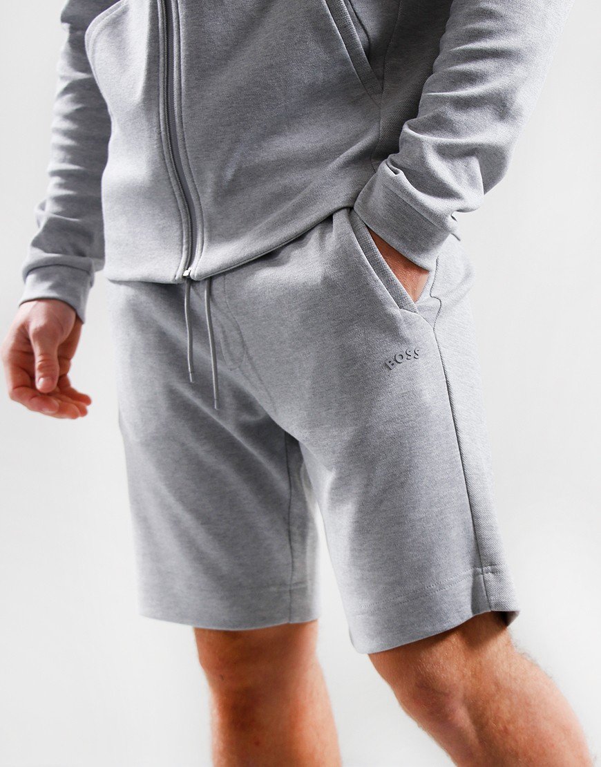BOSS Headlo Curved Logo Shorts Light Pastel Grey - Terraces Menswear