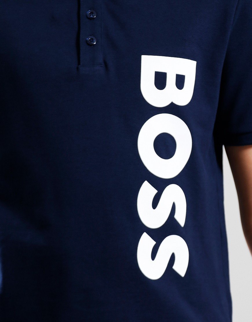 BOSS Kids Large Front Logo Polo Shirt Navy - Terraces Menswear