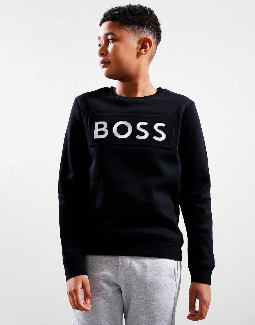 BOSS Kids Logo Crew Sweat Black - Terraces Menswear