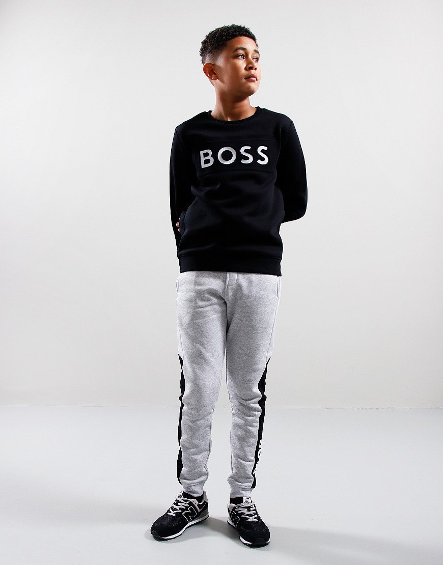 BOSS Kids Logo Crew Sweat Black - Terraces Menswear
