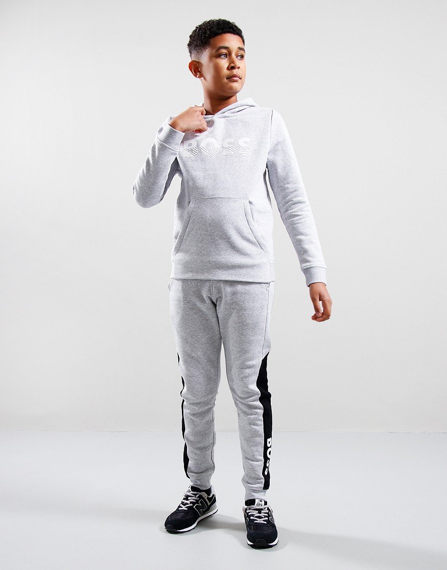 BOSS Kids Logo Hoodie Chine Grey - Terraces Menswear