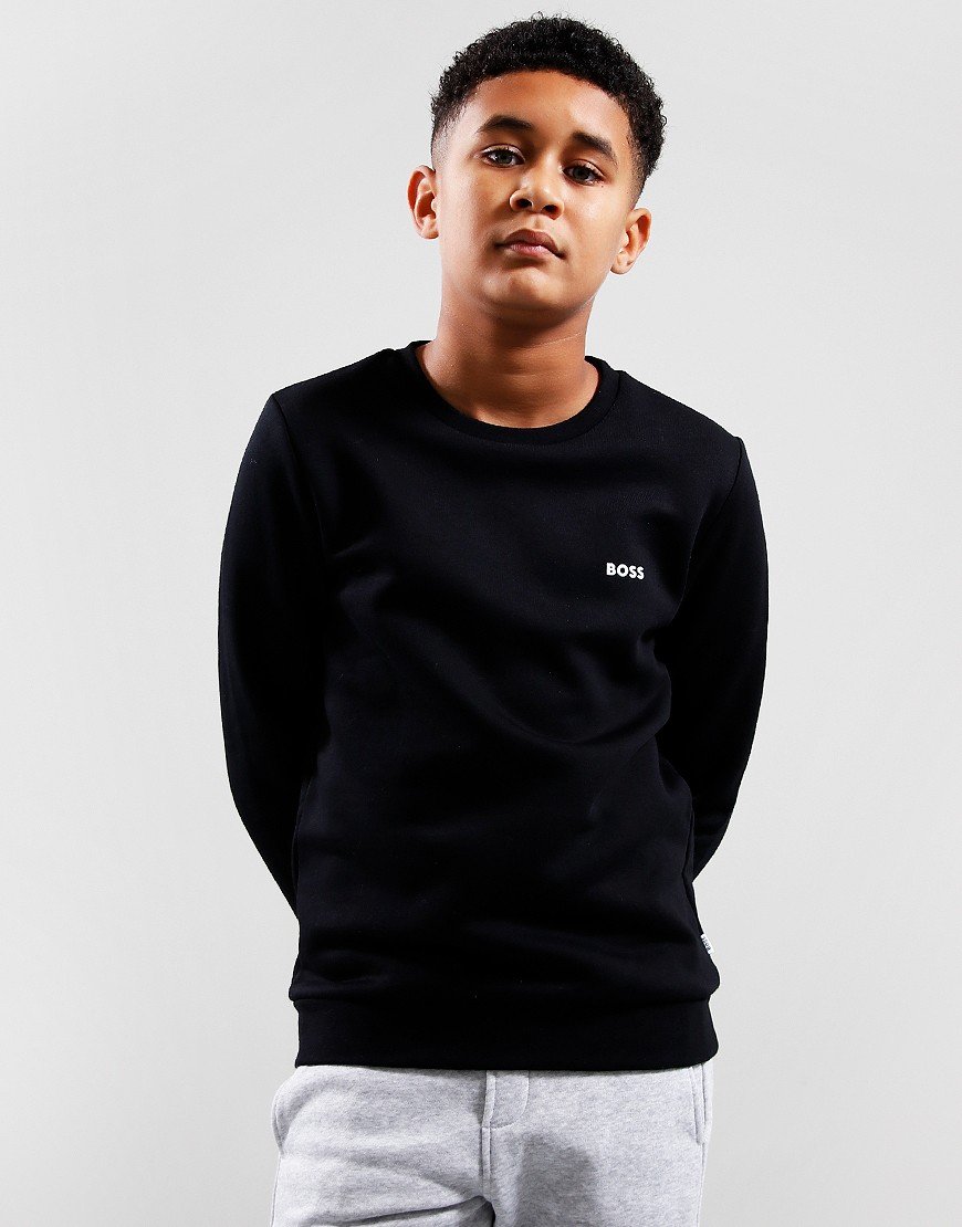 BOSS Kids Small Logo Crew Sweat Black - Terraces Menswear