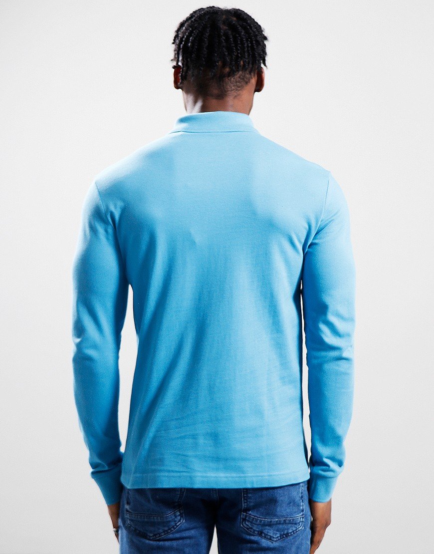 BOSS Passerby Long Sleeve Polo Shirt Open Blue 486 - Terraces Menswear