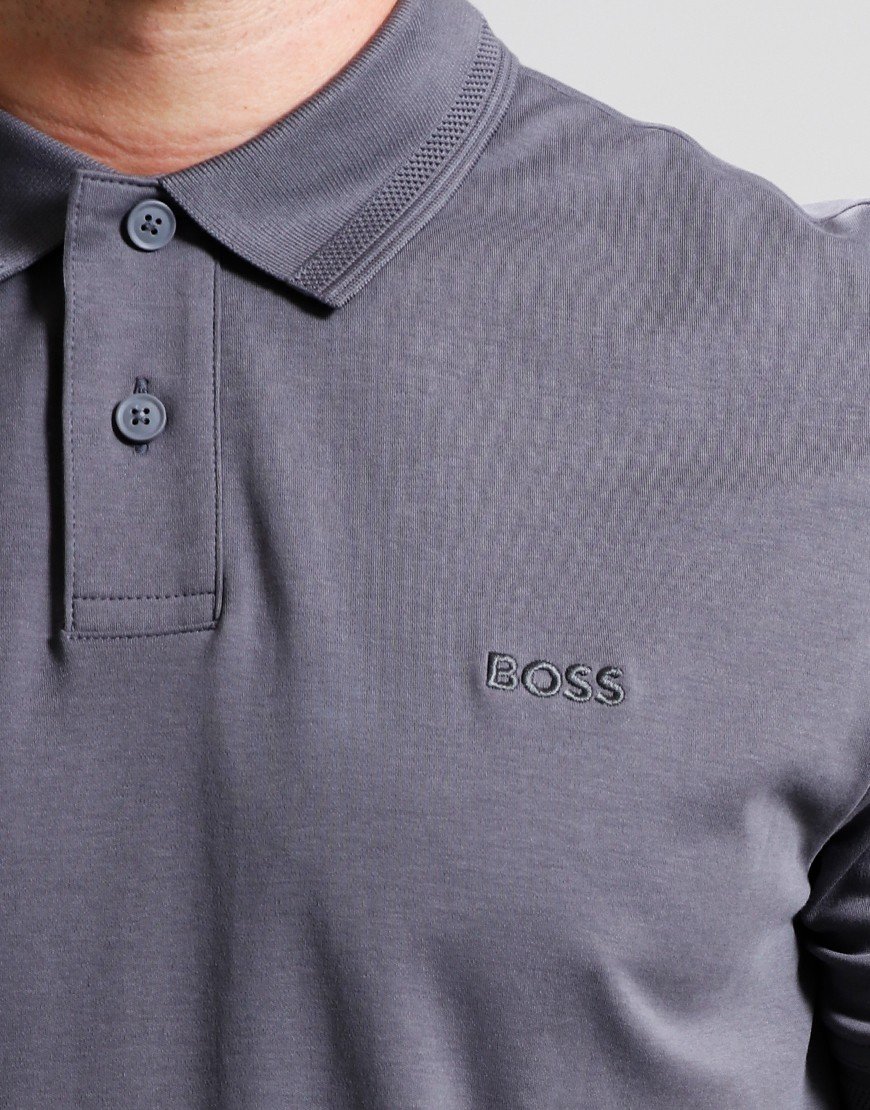 BOSS Pe_Interlock Polo Shirt Dark Grey - Terraces Menswear