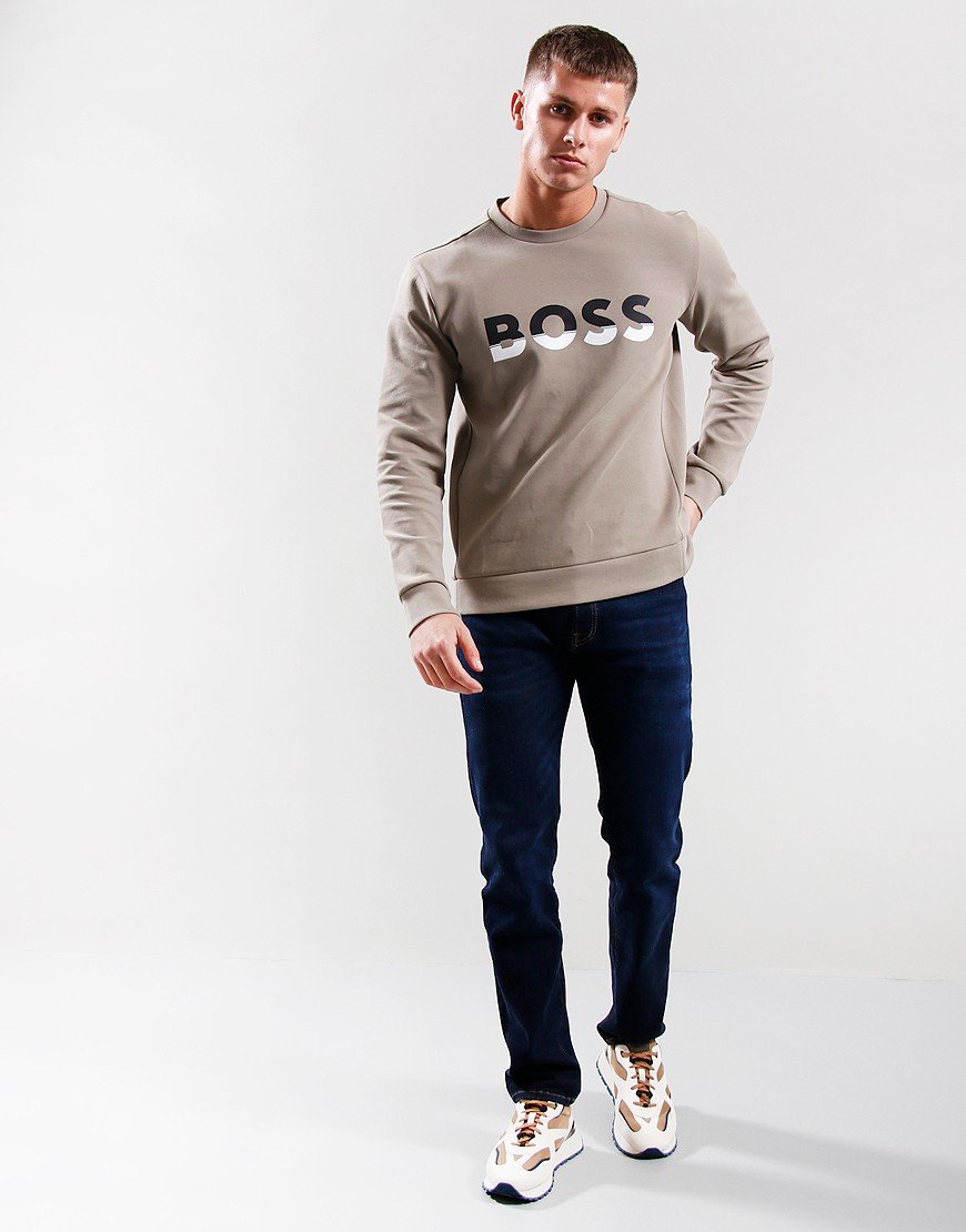 BOSS Salbo 1 Crew Sweat Light Pastel Green - Terraces Menswear