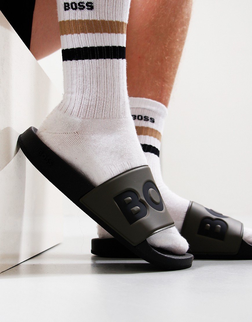 BOSS Aryeh_Slid_rblg Slides Open Green - Terraces Menswear