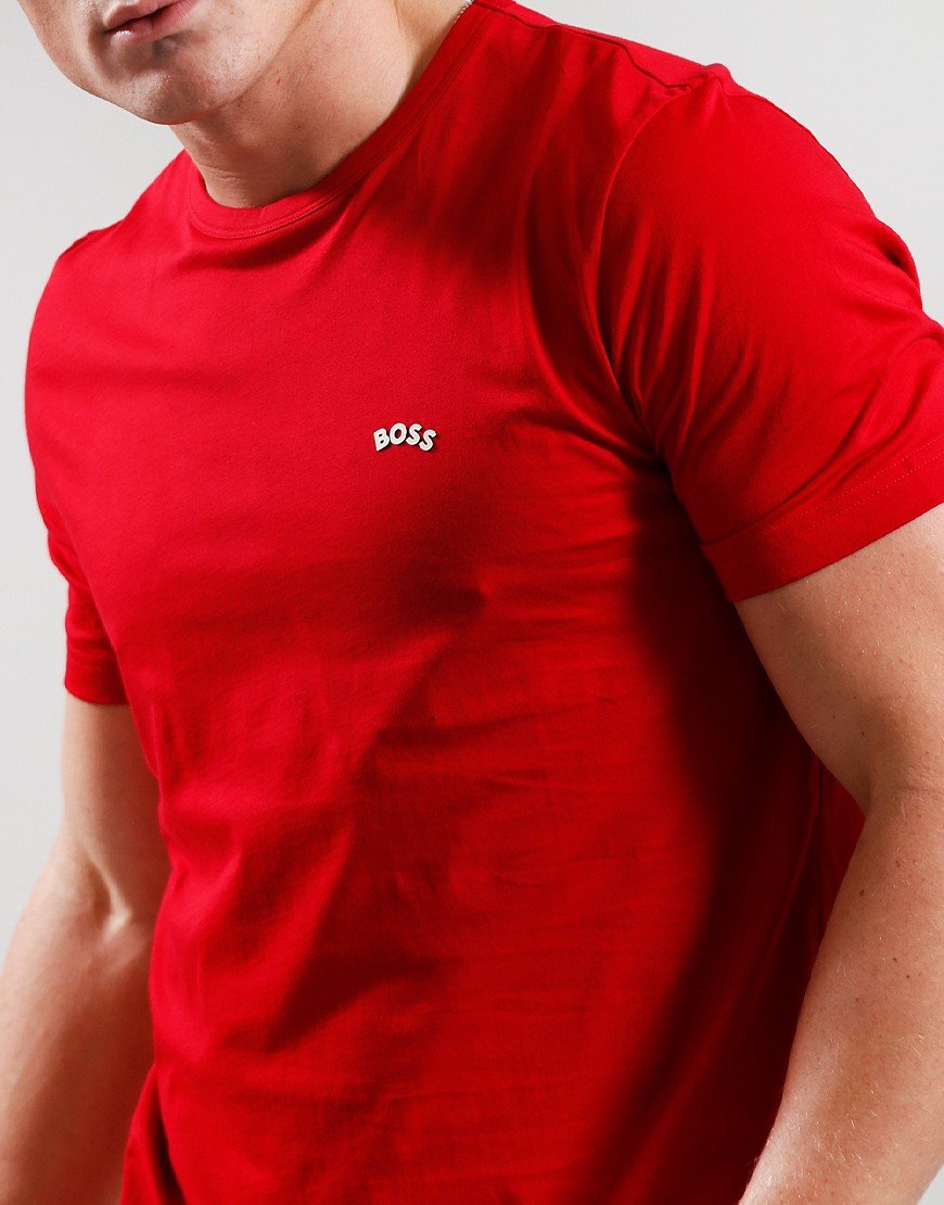 BOSS Curved Logo T-Shirt Medium Red - Terraces Menswear
