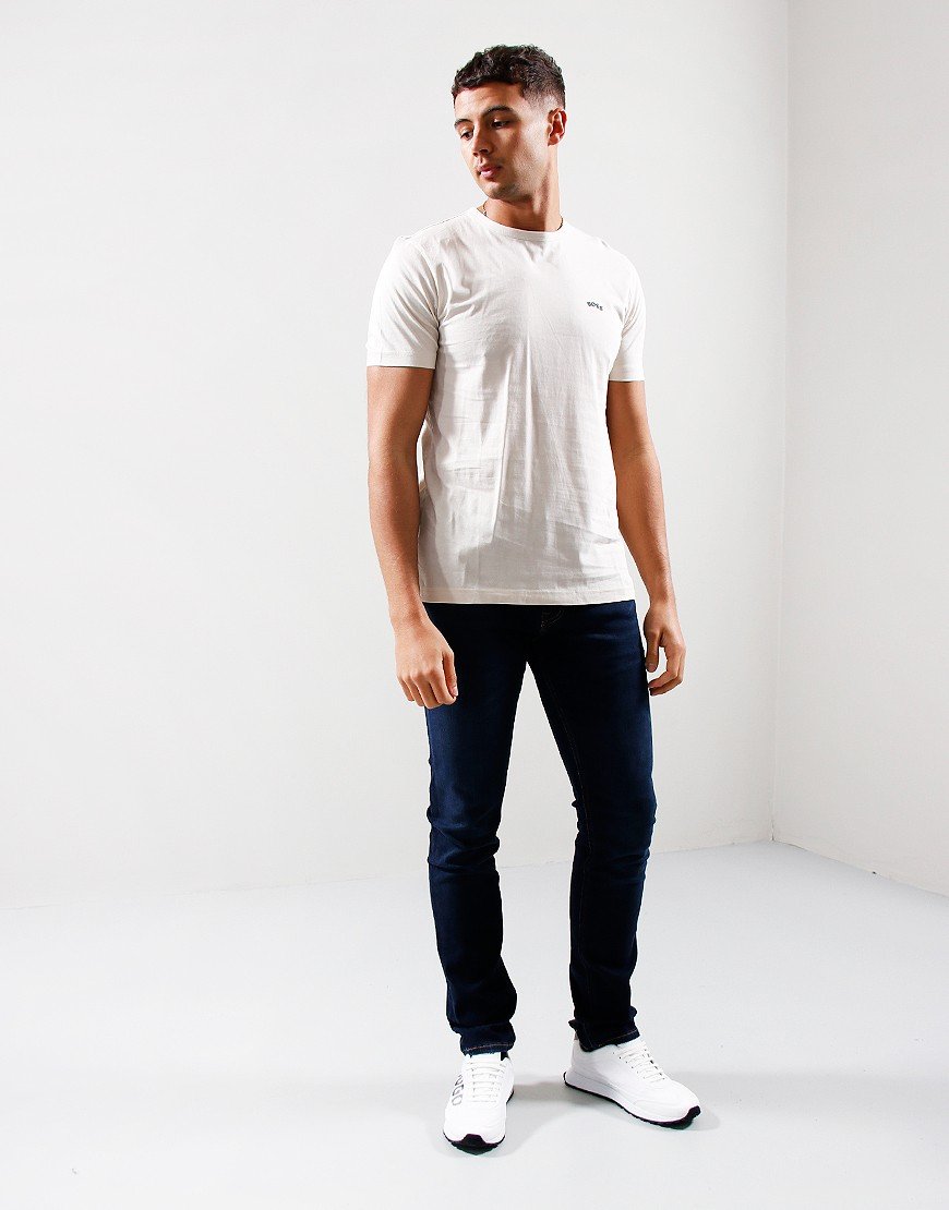 BOSS Curved Logo T-Shirt Open White - Terraces Menswear