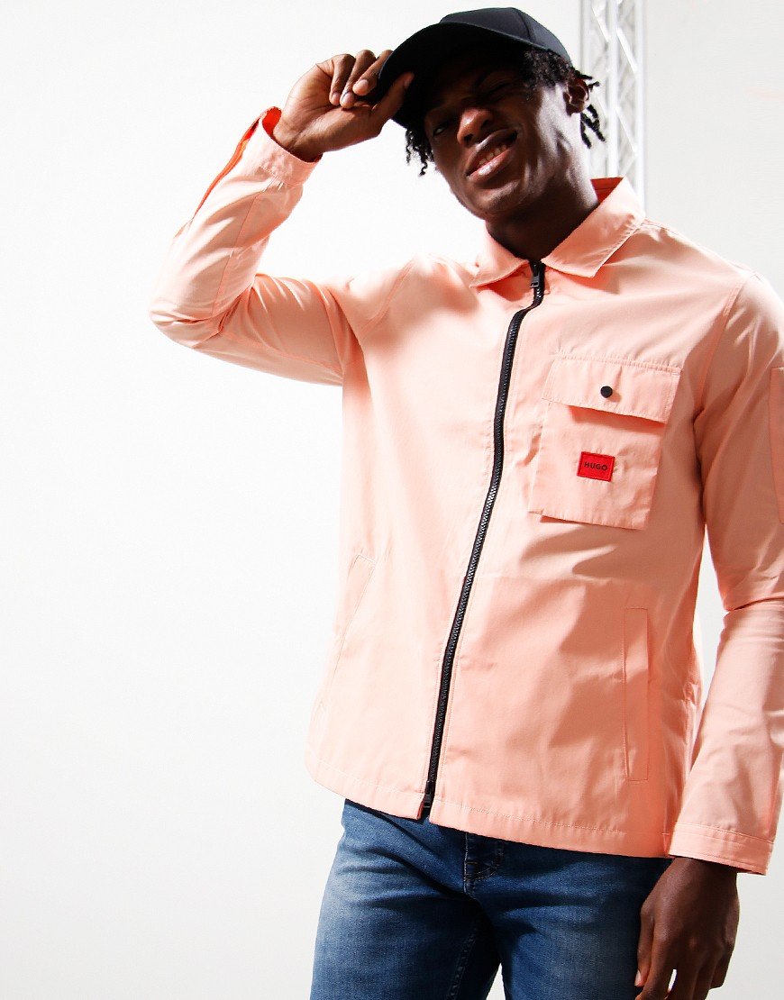 HUGO Emmond Overshirt Light Pastel Red - Terraces Menswear