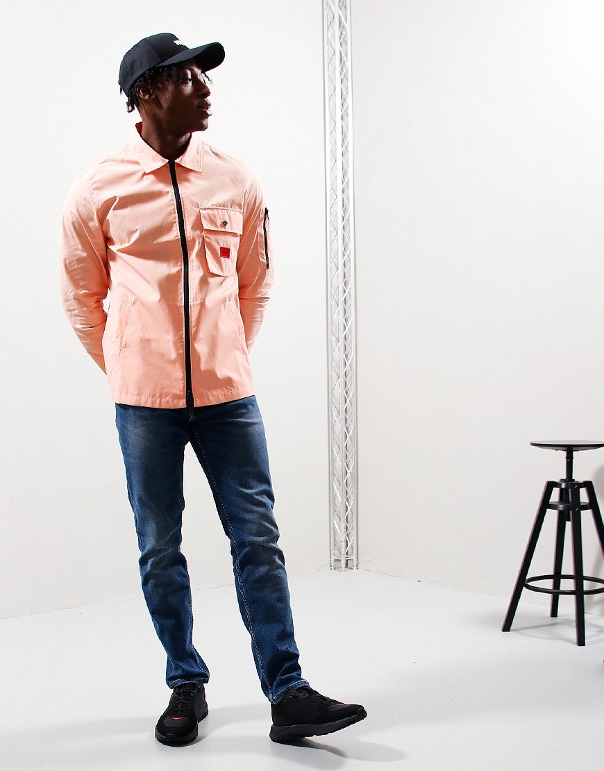HUGO Emmond Overshirt Light Pastel Red - Terraces Menswear
