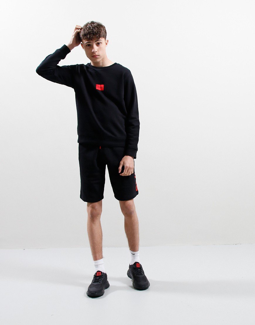 HUGO Kids Logo Crew Sweat Black - Terraces Menswear