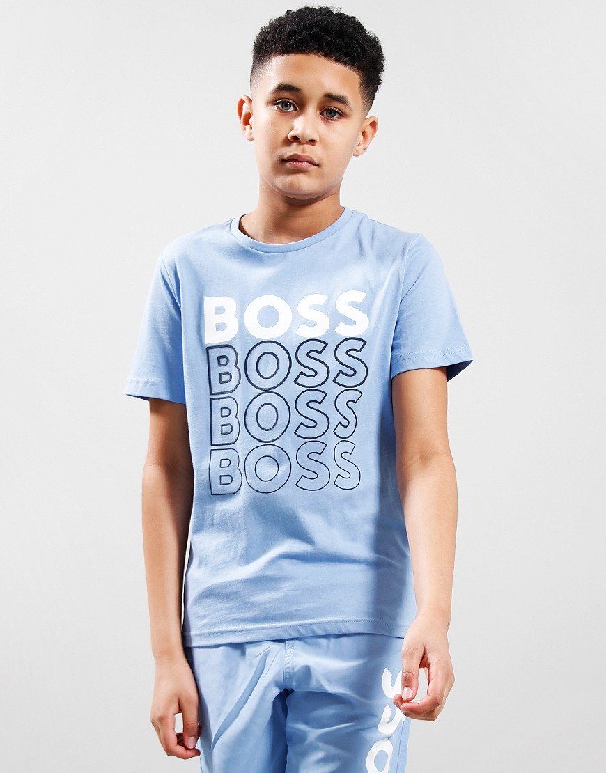 BOSS Kids Multi Logo T-Shirt Light Sky - Terraces Menswear