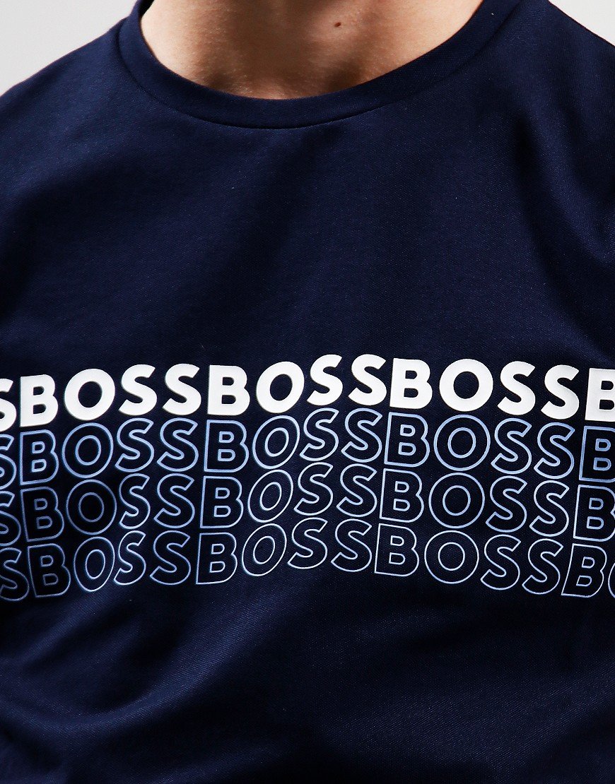 BOSS Kids Repeat Logo T-Shirt Bleu Cargo - Terraces Menswear