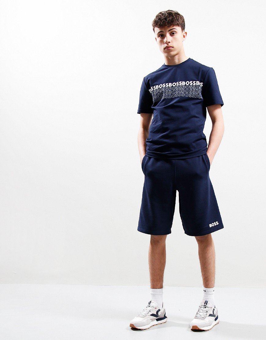 BOSS Kids Repeat Logo T-Shirt Bleu Cargo - Terraces Menswear