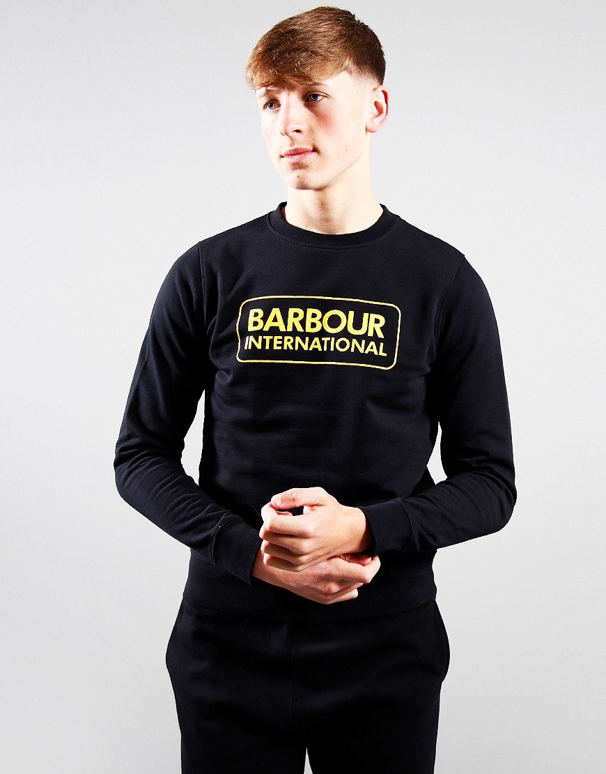 Barbour Children Large Logo Crew Sweat Black - Terraces Menswear