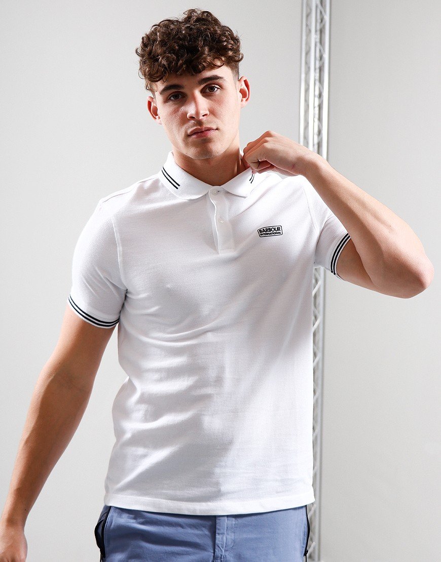 Barbour International Essential Tipped Polo Shirt White - Terraces Menswear