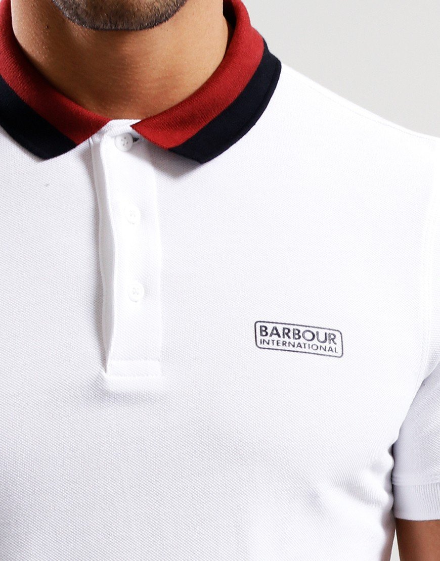 Barbour International Ampere Polo Shirt White/Wine - Terraces Menswear