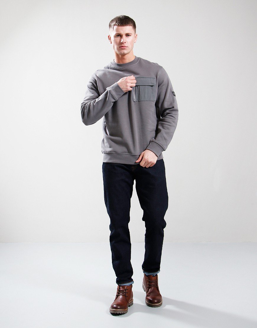 Barbour International Counter Crew Sweat Grey - Terraces Menswear