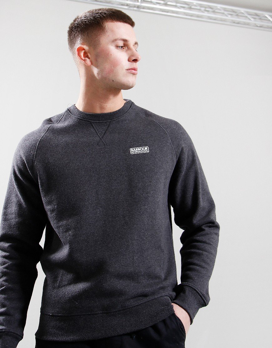 Barbour International Essential Crew Charcoal - Terraces Menswear