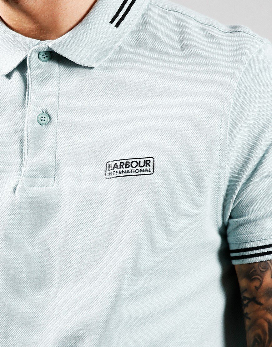 Barbour International Essential Tip Polo Shirt Pastel Spruce - Terraces ...