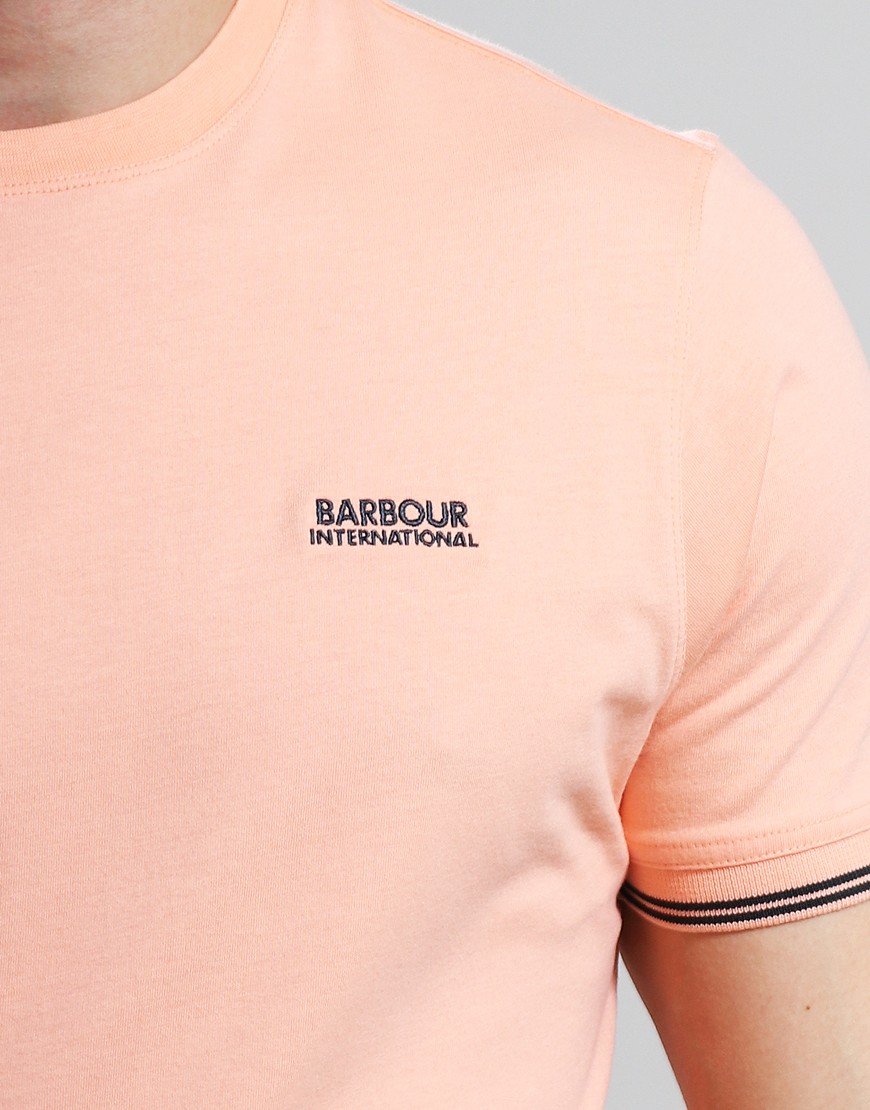 Barbour International Philip Tip Cuff T-Shirt Peach Nectar - Terraces ...