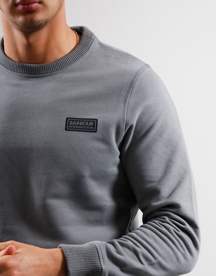 Barbour International Badge Crew Sweat Slate Grey - Terraces Menswear