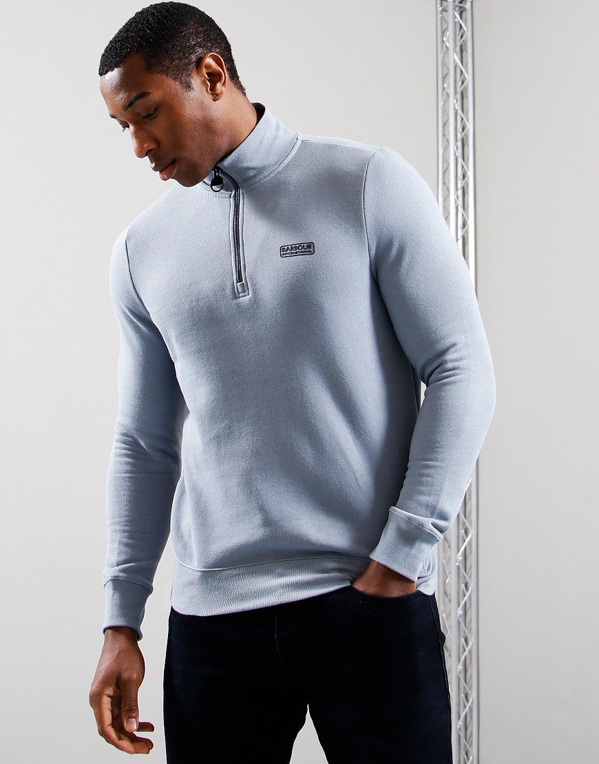 Barbour International Essential Half Zip Sweat Faded Blue - Terraces Menswear
